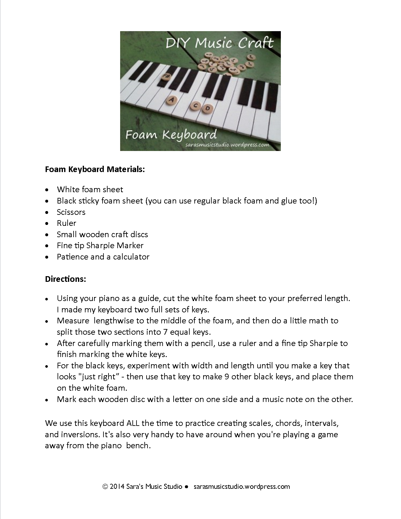 DIYFoamKeyboard – Sara's Music Studio