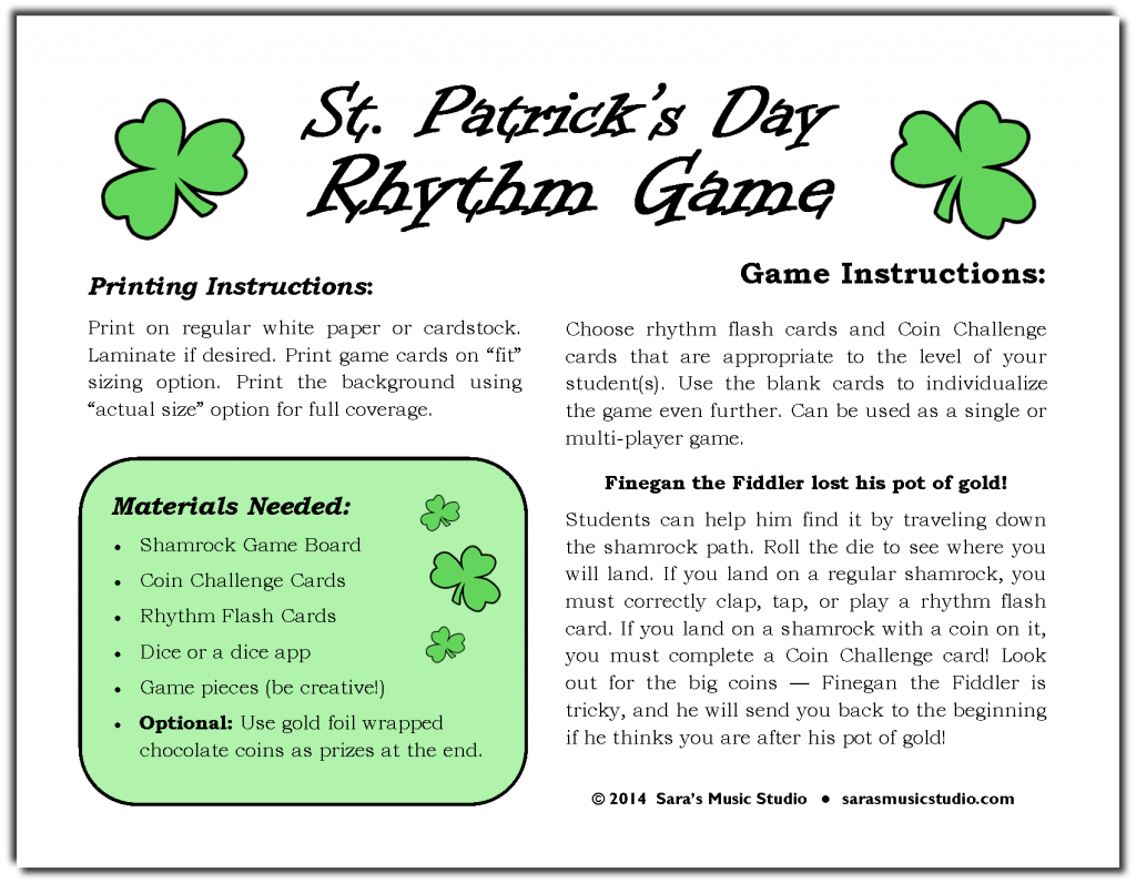 St. Patrick’s Day Rhythm Game – Sara's Music Studio