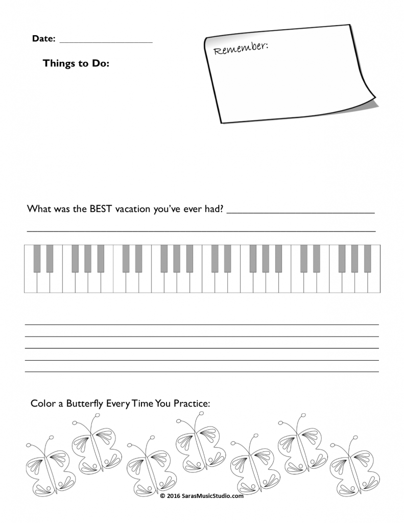 Summer Fun Piano Assignment Sheets! – Sara's Music Studio